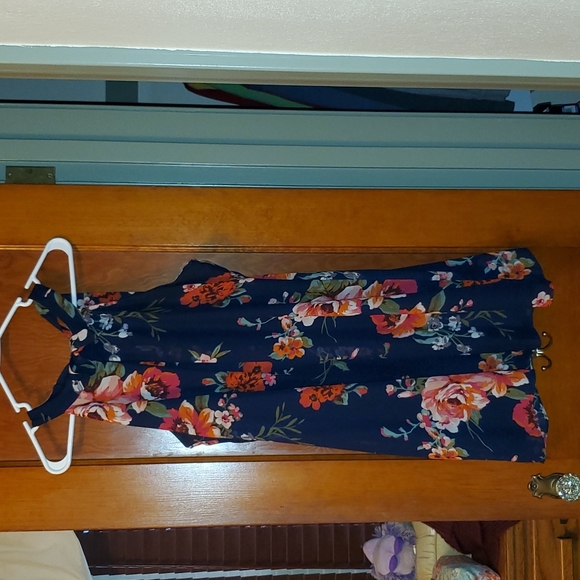 Iz Byer | Dresses | Iz Byer Dark Blue Floral Mini Dress | Poshmark